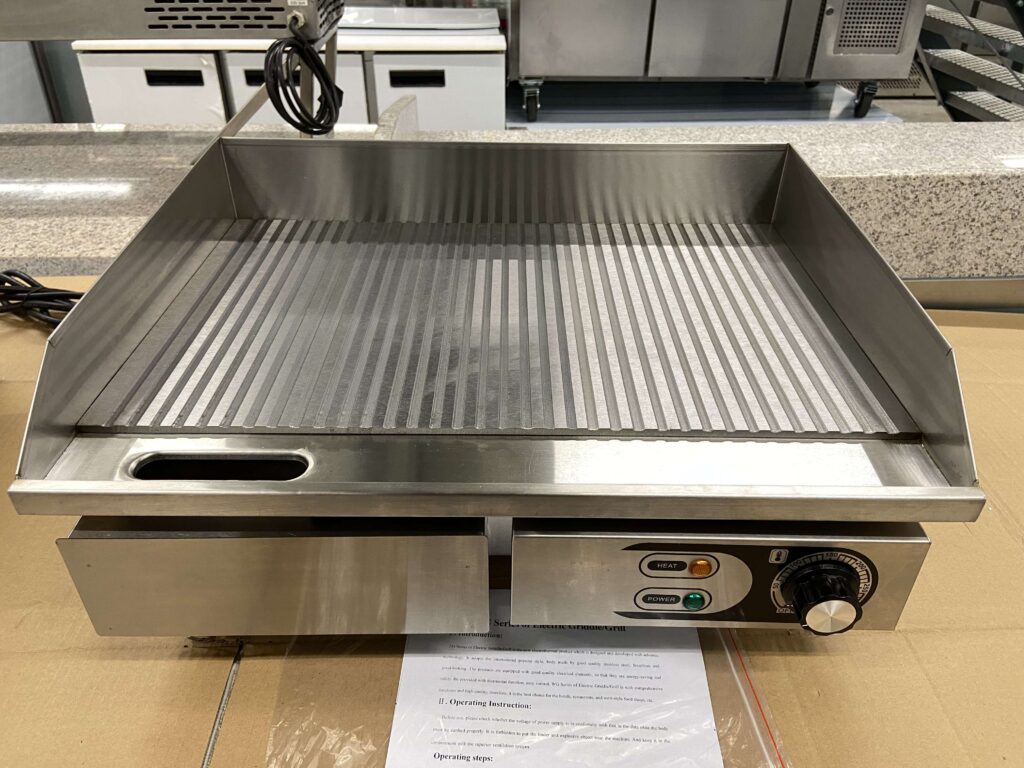 Stainless steel Grill Plate Griddle Ribbed Plate 55 cm 230V Horeca ...