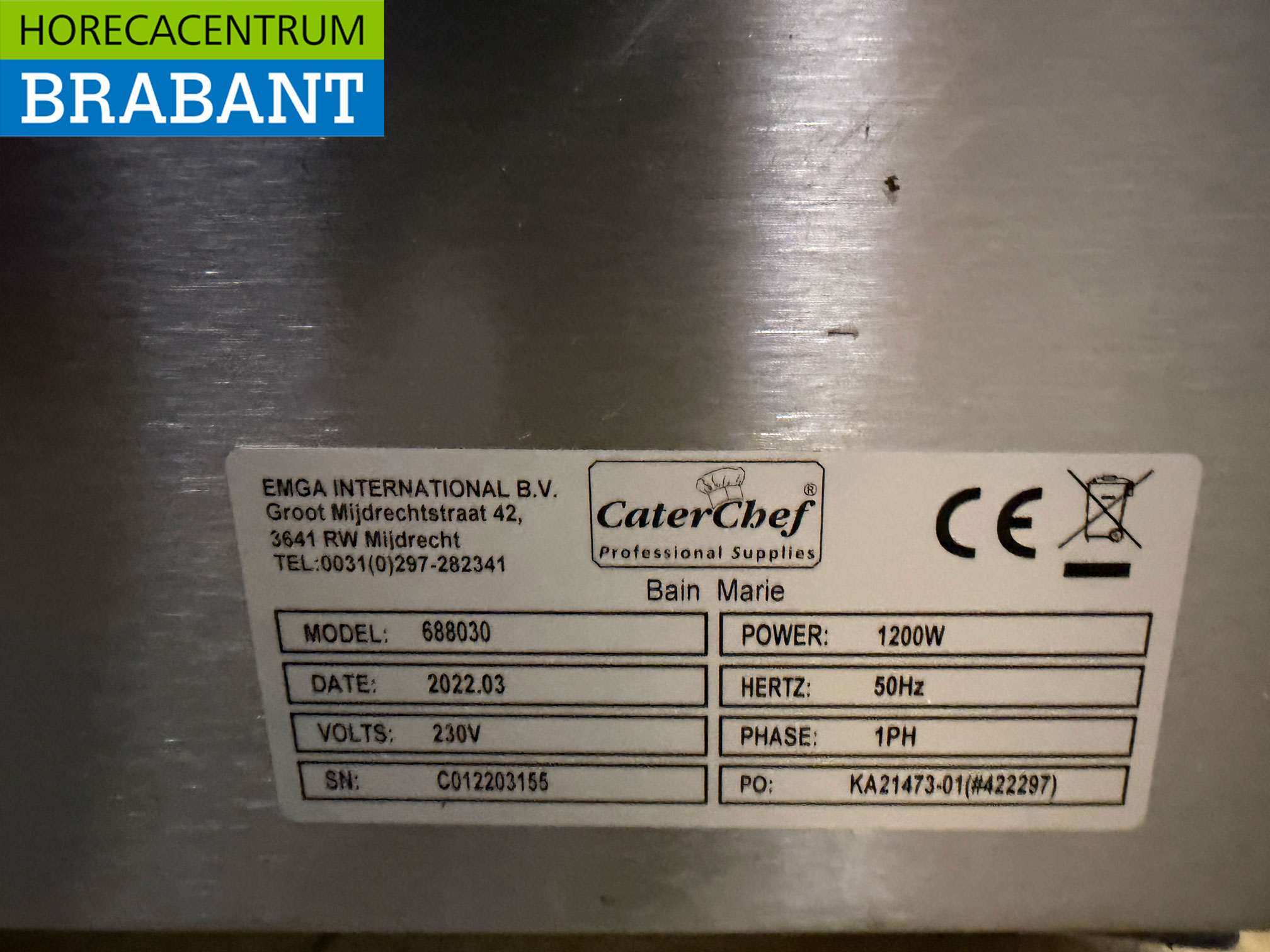 RVS CaterChef Bain marie 3 x 1/3 gastronorm 230V Horeca - Horecacentrum ...